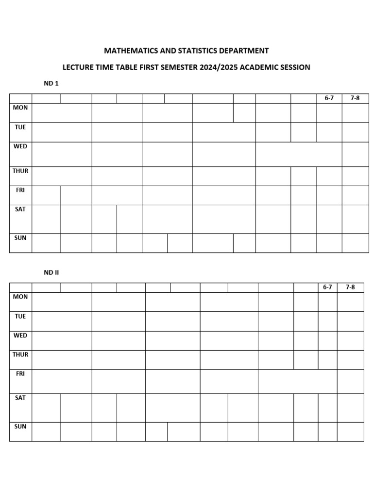 Time Table First 2025.. | PDF