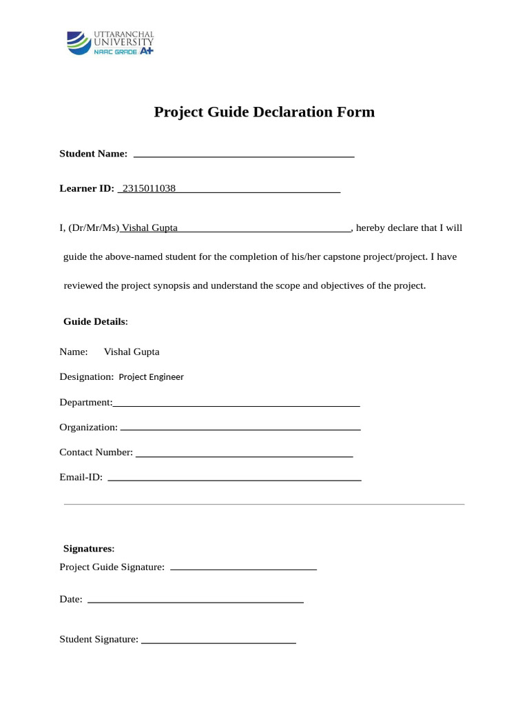 Supervisor Declaration Form | PDF