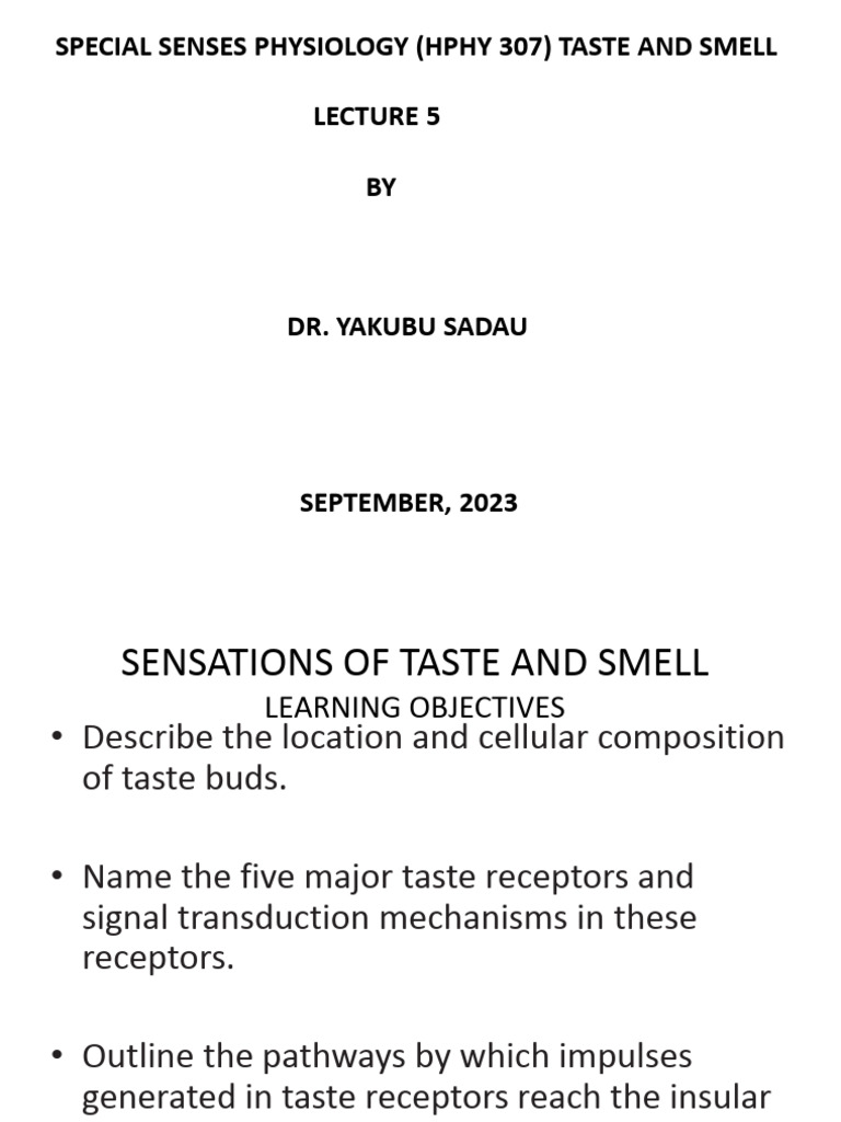 Taste and Smell L5 2023 | PDF | Taste | Senses