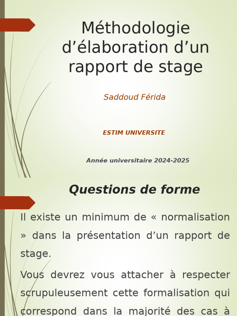 Guide de rédaction d'un rapport de stage | PDF