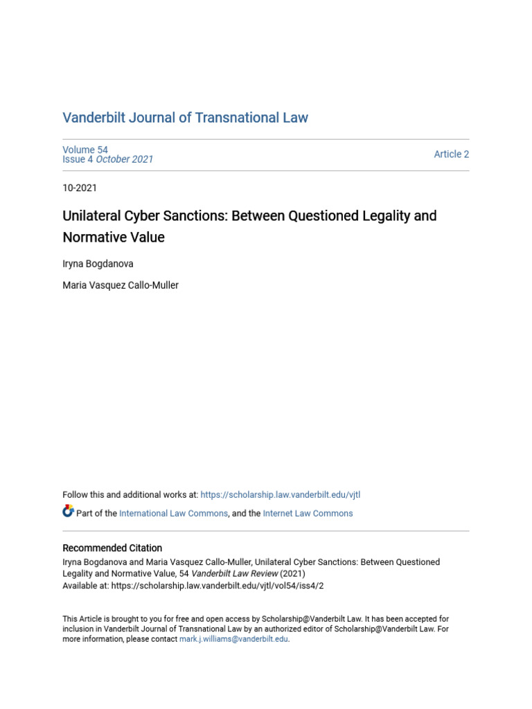 Unilateral Cyber Sanctions_ | PDF | Computer Security | Security