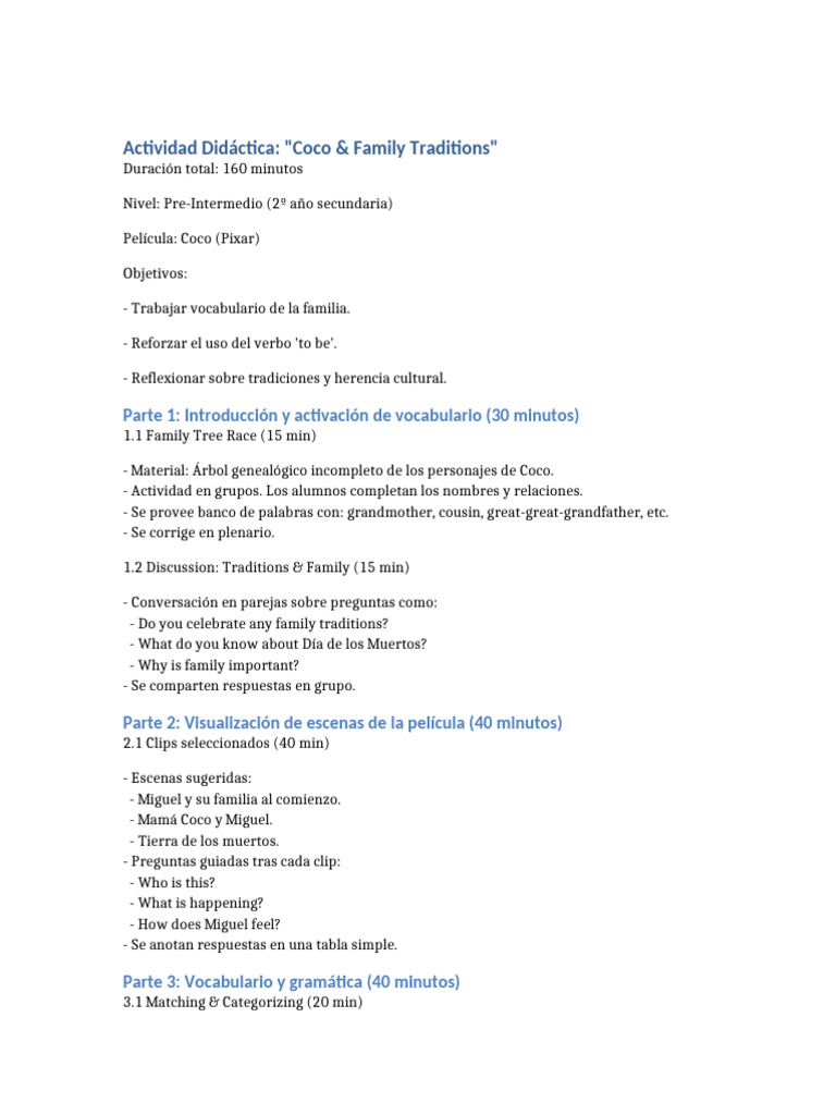 Actividad Coco Secundaria | PDF