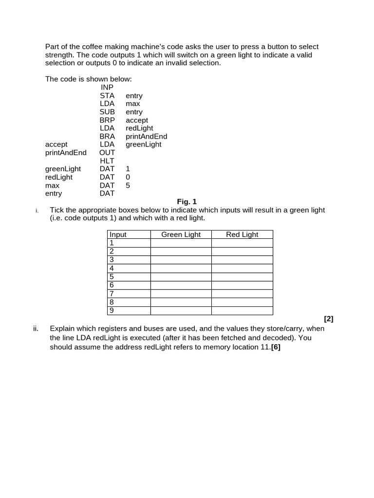 LMC Exam: Coffee Machine Code Analysis | PDF