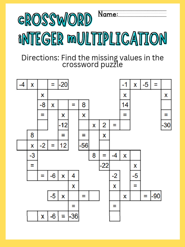 Integer Multiplication Crossword | PDF