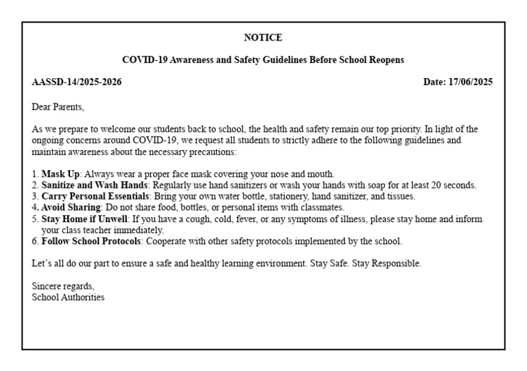 Notice On Covid Protocol | PDF