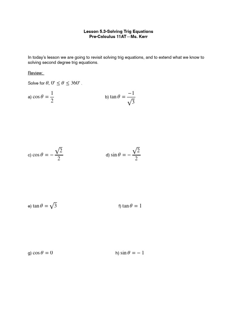 Lesson 3-Solving Trig Equations.2122.Pages | PDF