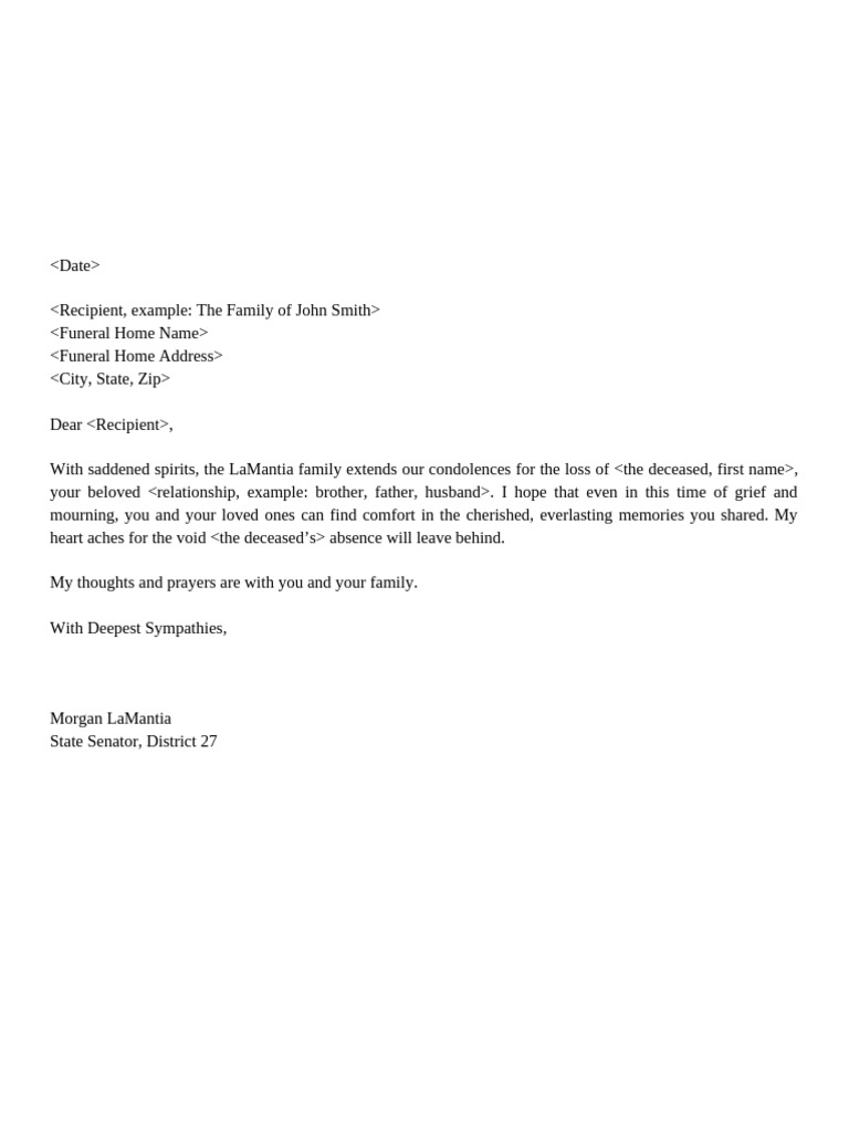 SML Obituary Letter Template | PDF