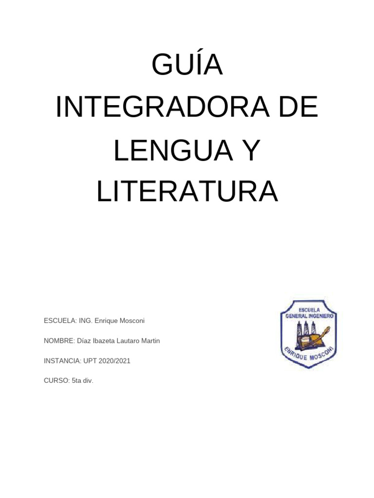 Guía Lengua y Literatura 5to 1ra Finalizada Original | PDF | Conocimiento