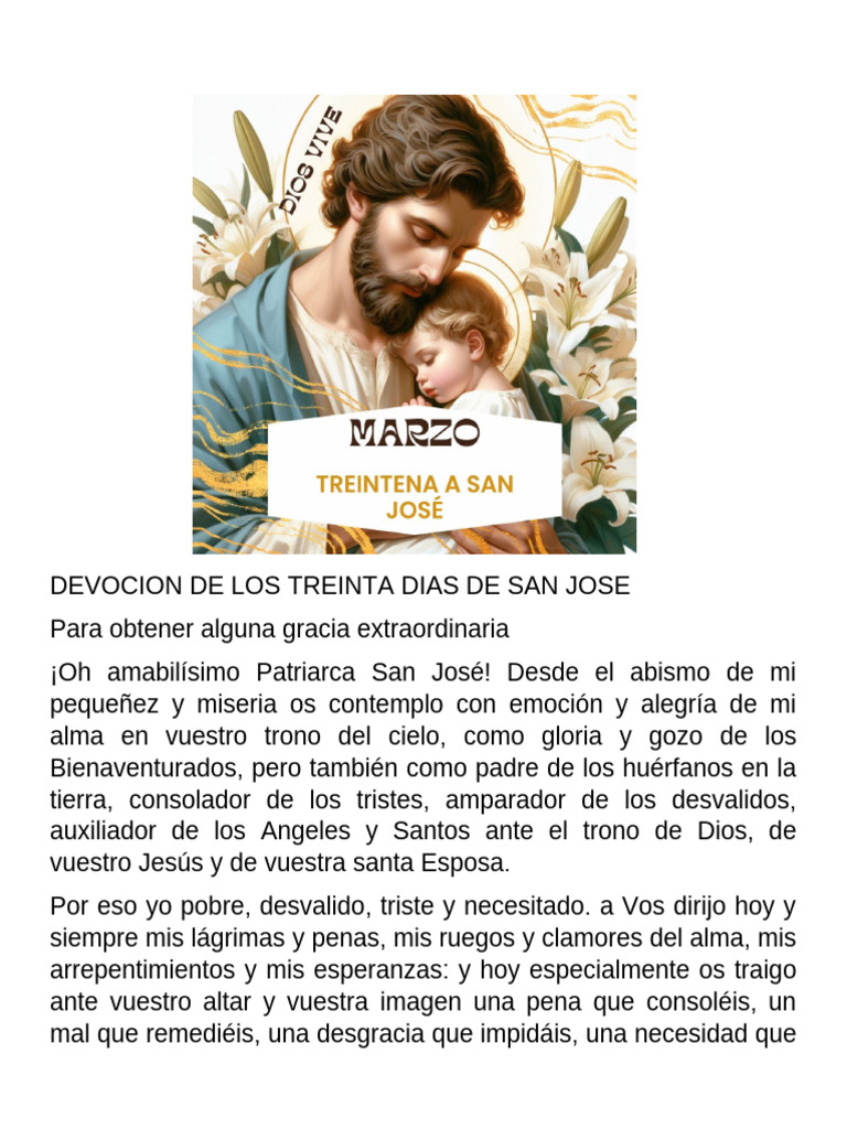 Devocion de Los Treinta Dias de San Jose | PDF | María, madre de Jesús ...