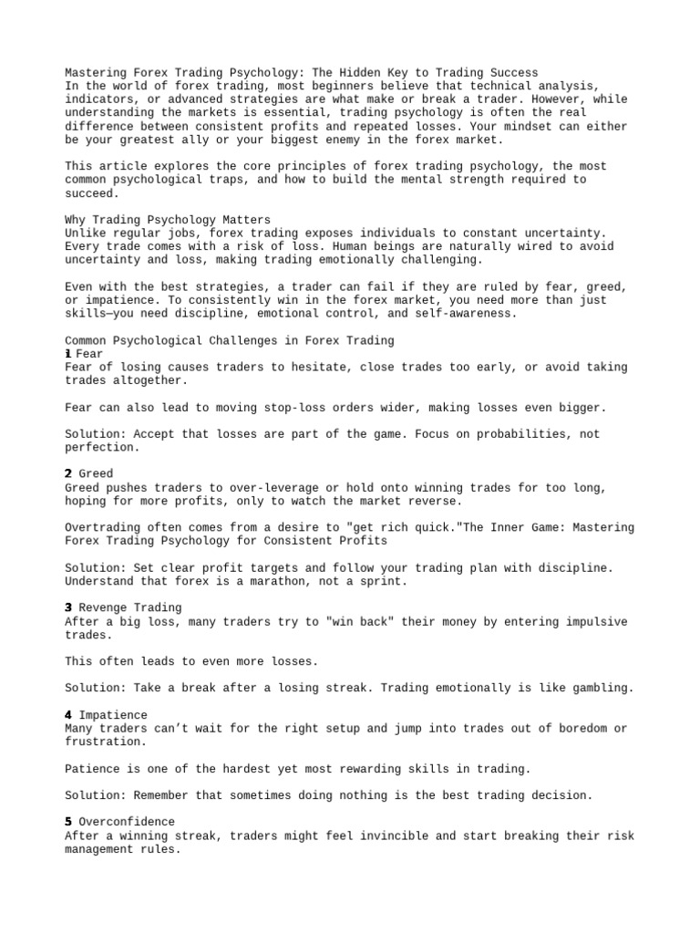 Mastering Forex Trading Psychology | PDF | Risk | Psychology