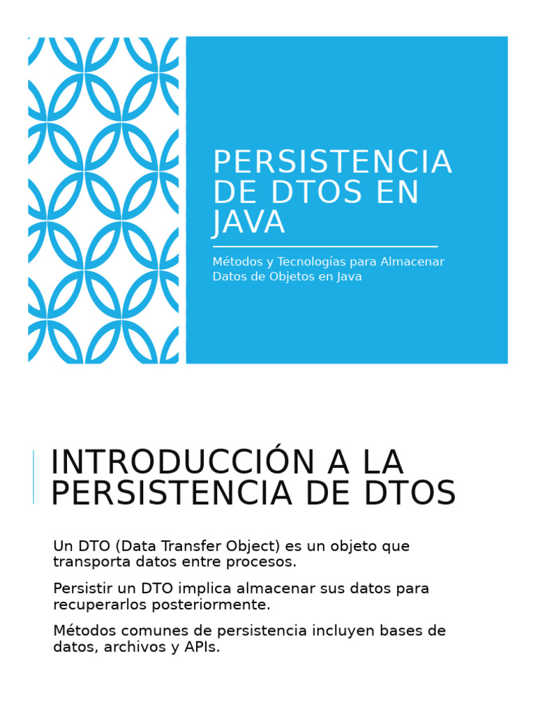 Persistencia DTOs Java | PDF