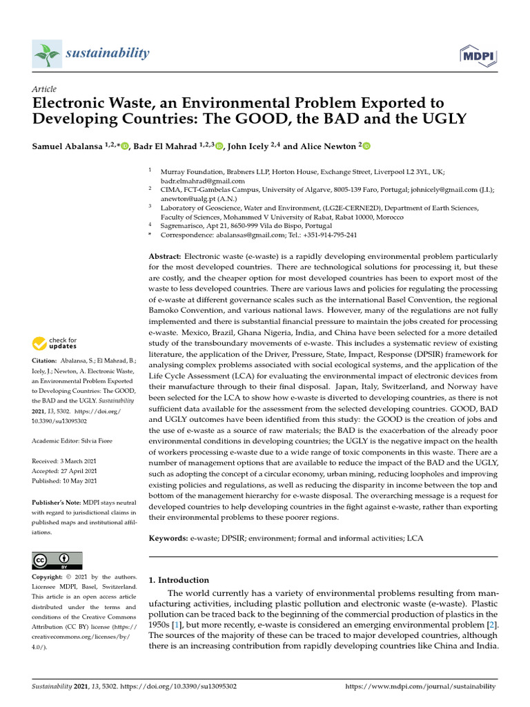 Abalansa 2021 | PDF | Electronic Waste | Life Cycle Assessment