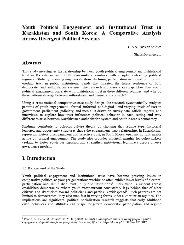 Youth Political Engagement and Institutional Trust in Kazakhstan and ...