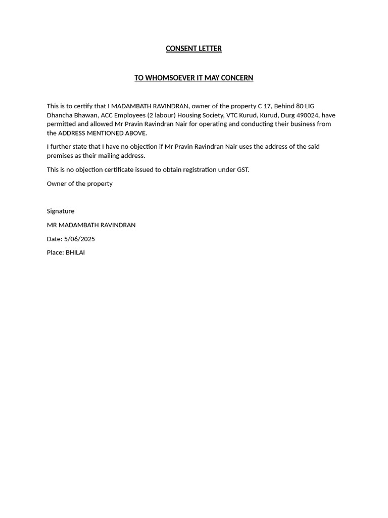 Consent Letter | PDF