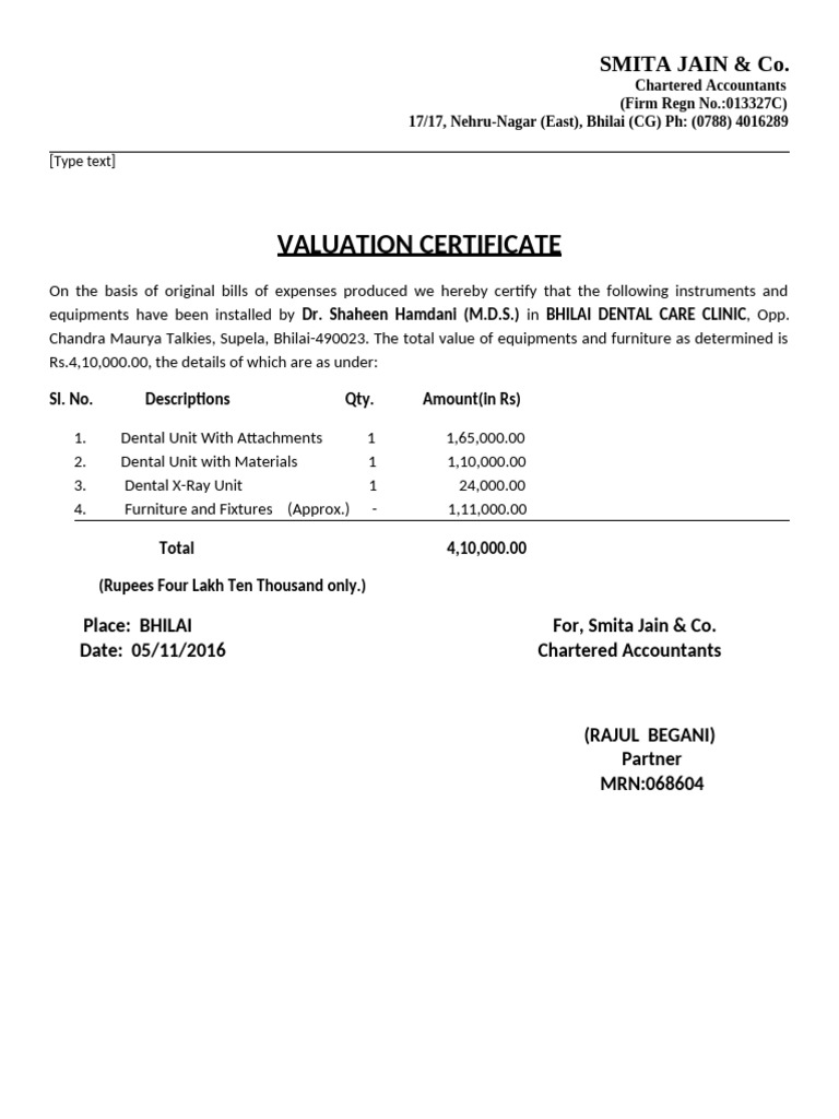 valuation certificate | PDF