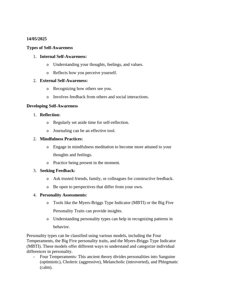 Types of Self Assessment | PDF | Extraversion And Introversion | Personality Type