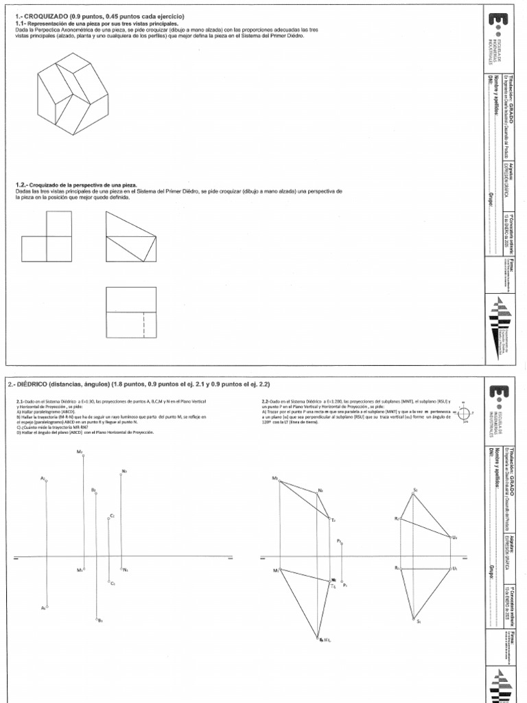Examen Expresion Gráfica Ingenieria de Diseño Universidad de Malaga | PDF