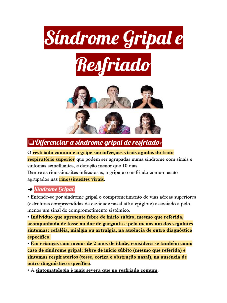 Síndrome Gripal e Resfriado | PDF | Resfriado | Gripe