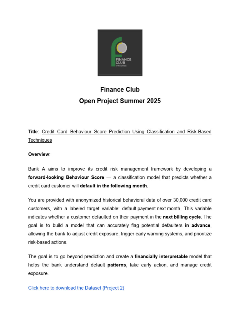 Finclub Summer Project 2 (2025) | PDF | Credit | Finance & Money Management