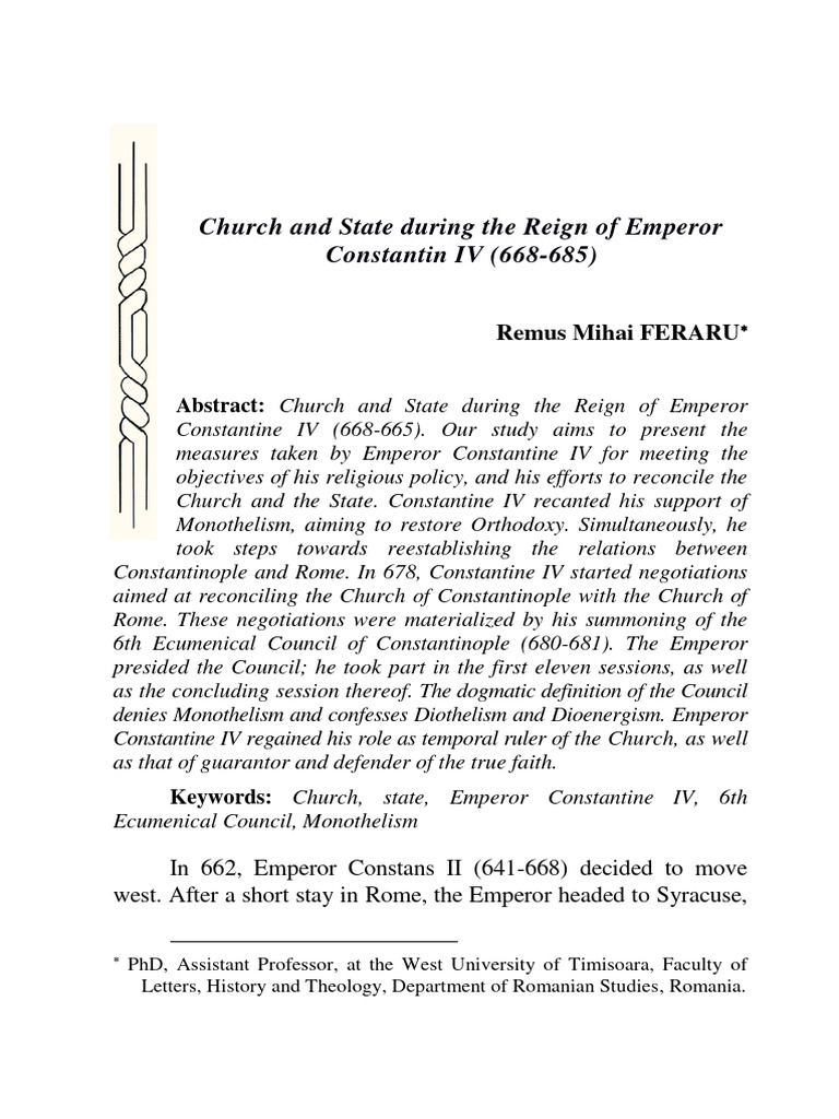 Remus Mihai Feraru - Church and State During The Reign of Emperor ...