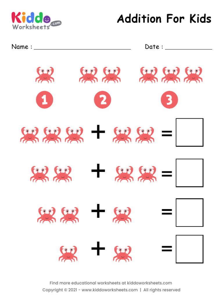 Addition Crab Worksheet | PDF