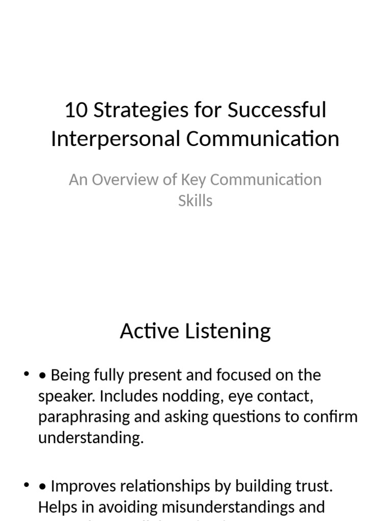 Effective Interpersonal Communication Tips | PDF | Communication ...