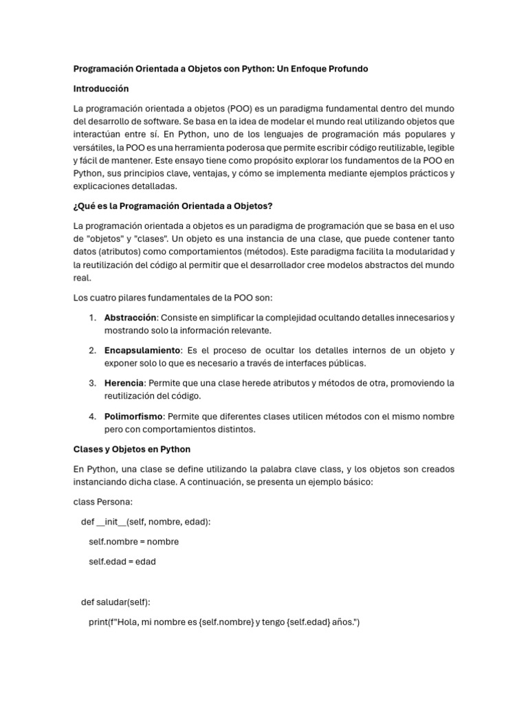 Programación Orientada A Objetos Con Python | PDF | Programación orientada a objetos | Objeto ...