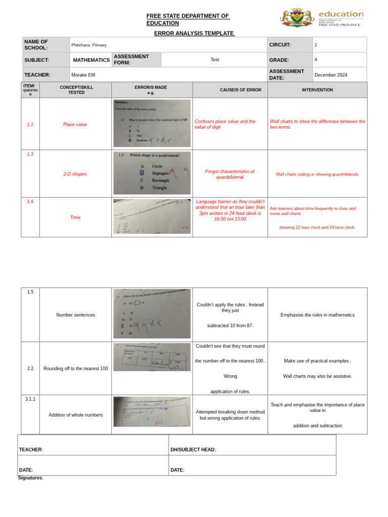 Error Analysis Template 2 | PDF | Human Communication | Cognition