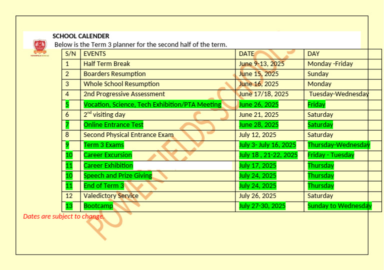 Reviewed College Calendar | PDF