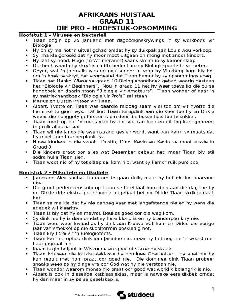 Die Pro Hoofstuk Opsomming Removed | PDF