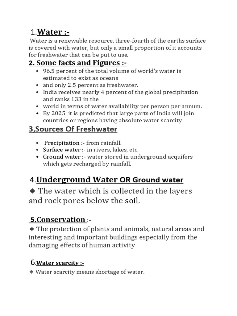 Geography Chapter 3 WATER RESOURCES | PDF | Groundwater | Water