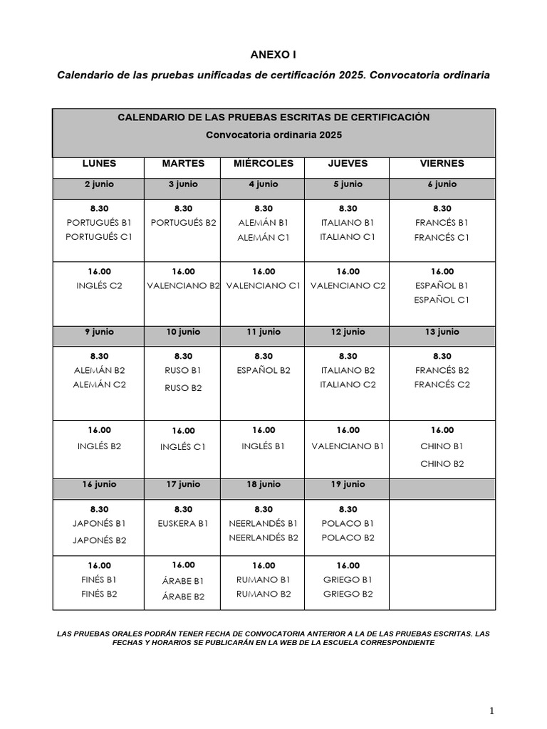 Calendario Proves Puc 2025 Cast | PDF | Idiomas de asia | Escritura latina