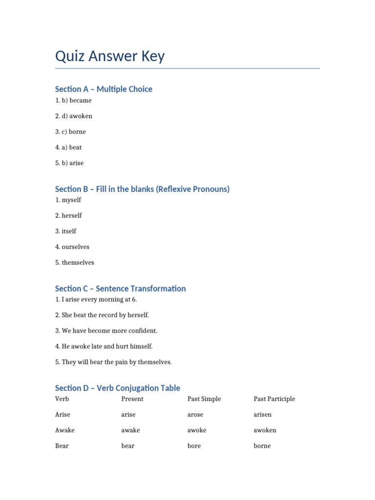 Quiz Grade9 AnswerKey | PDF