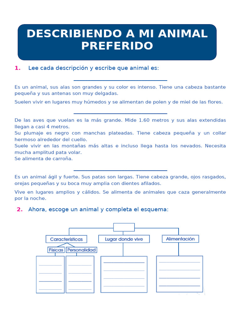 Descripciones de Animales para Niños | PDF