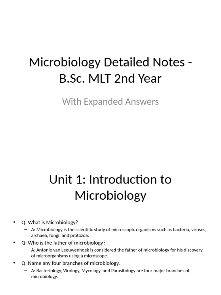 Microbiology Full Detailed Notes BSC MLT | PDF | Virus | Bacteria
