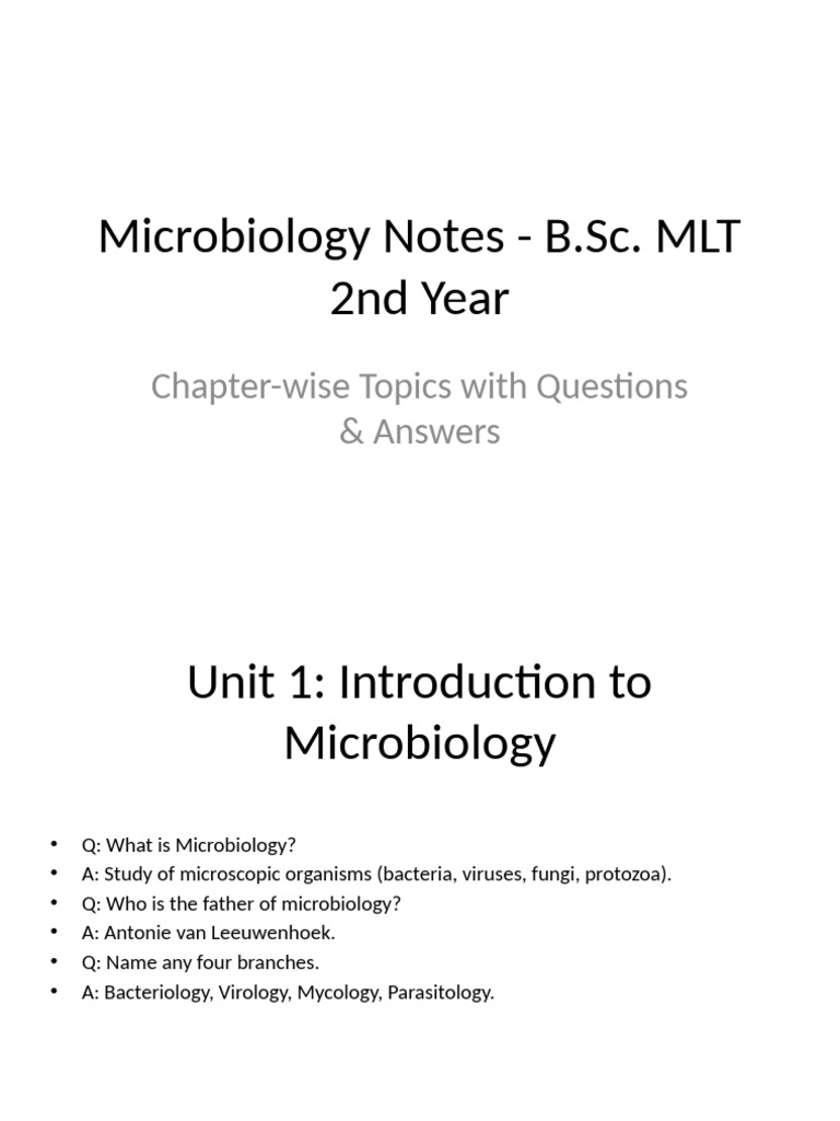 Microbiology Notes BSC MLT | PDF | Microbiology | Bacteria