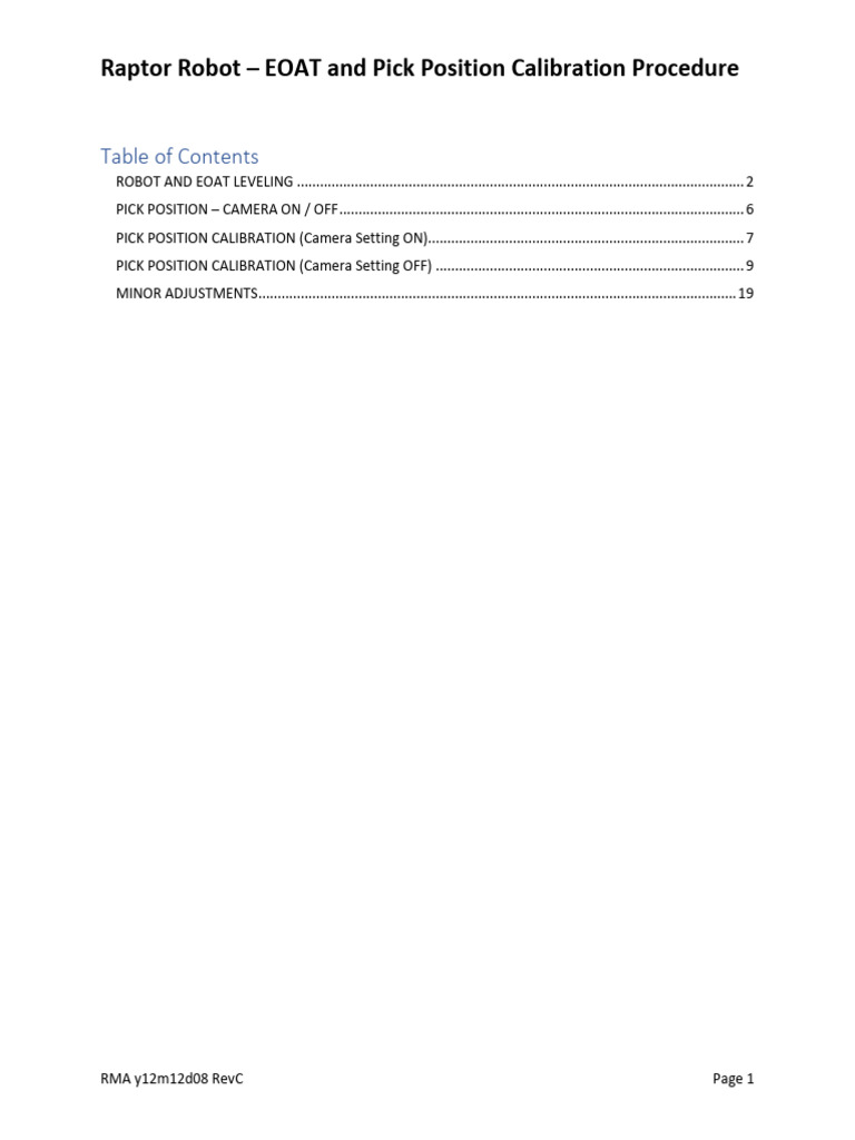 Raptor Robot EOAT Calibration Guide | PDF | Camera