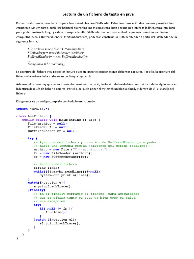 Lectura de Un Fichero de Texto en Java | PDF | Archivo de computadora ...