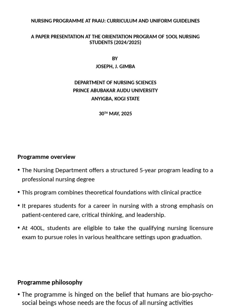 Paper Presentation at Orientation Exercise For 100L | PDF | Nursing ...
