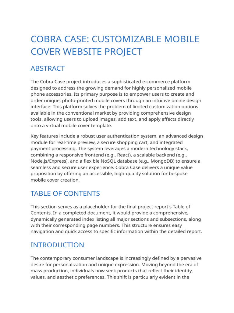 Cobra Case Project Report | PDF | Client–Server Model | Databases