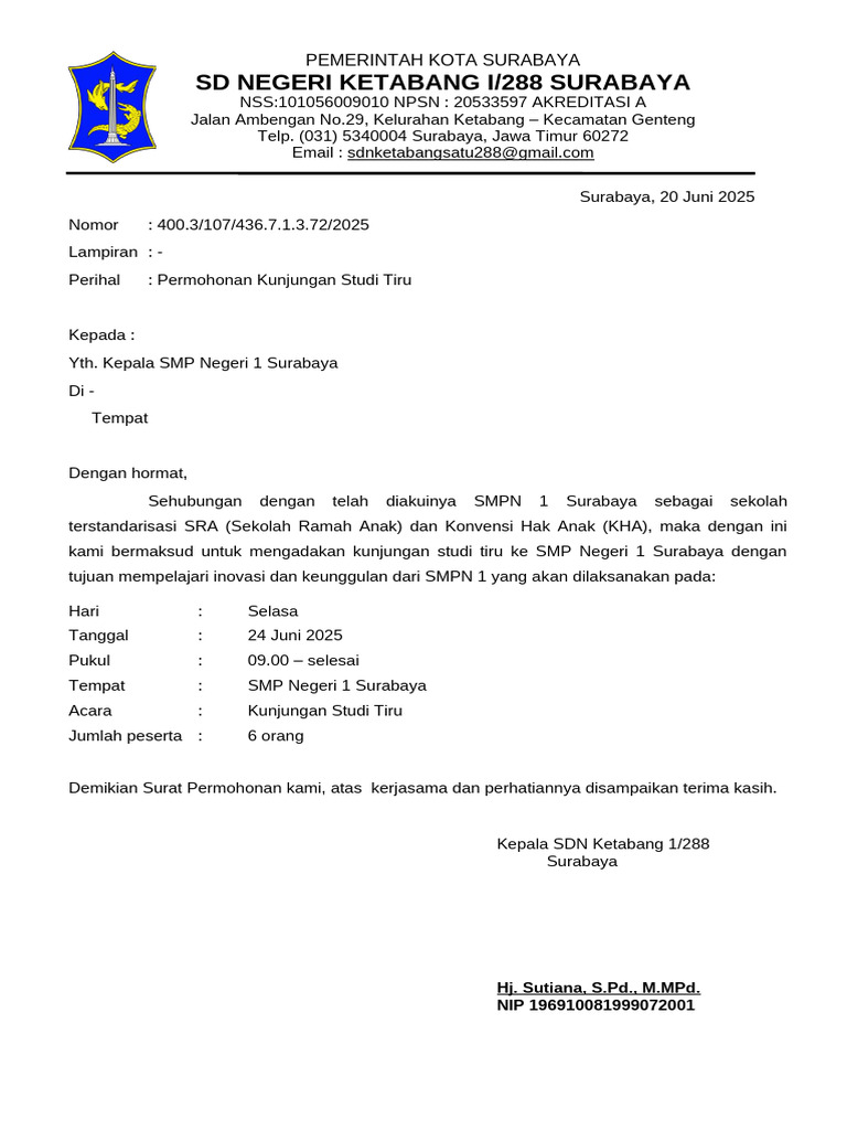 Surat Permohonan Studi Tiru | PDF