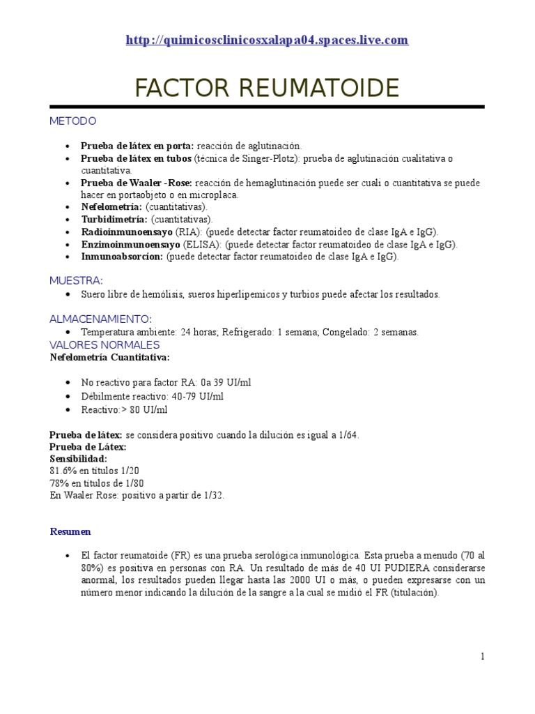 Factor Reumatoide | PDF | Anticuerpo | Artritis Reumatoide