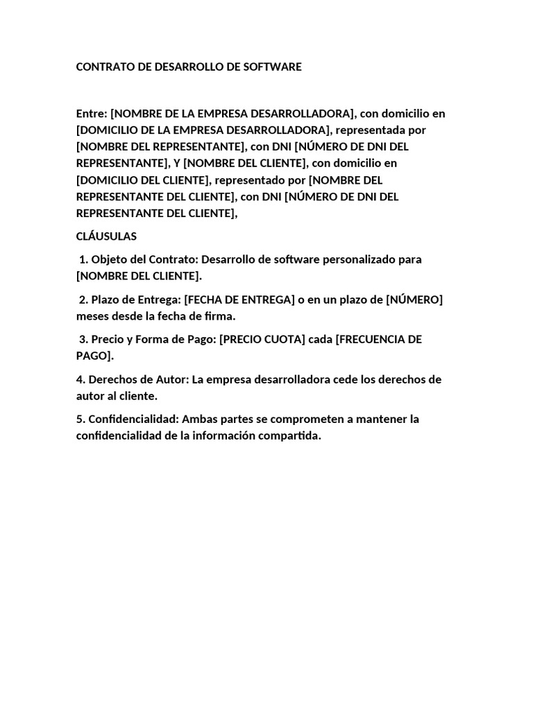 Contrato de Desarrollo de Software | PDF