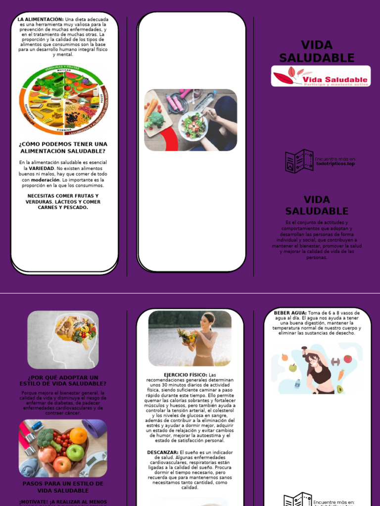 Triptico de La Vida Saludable | PDF | Alimentos | Dieta saludable