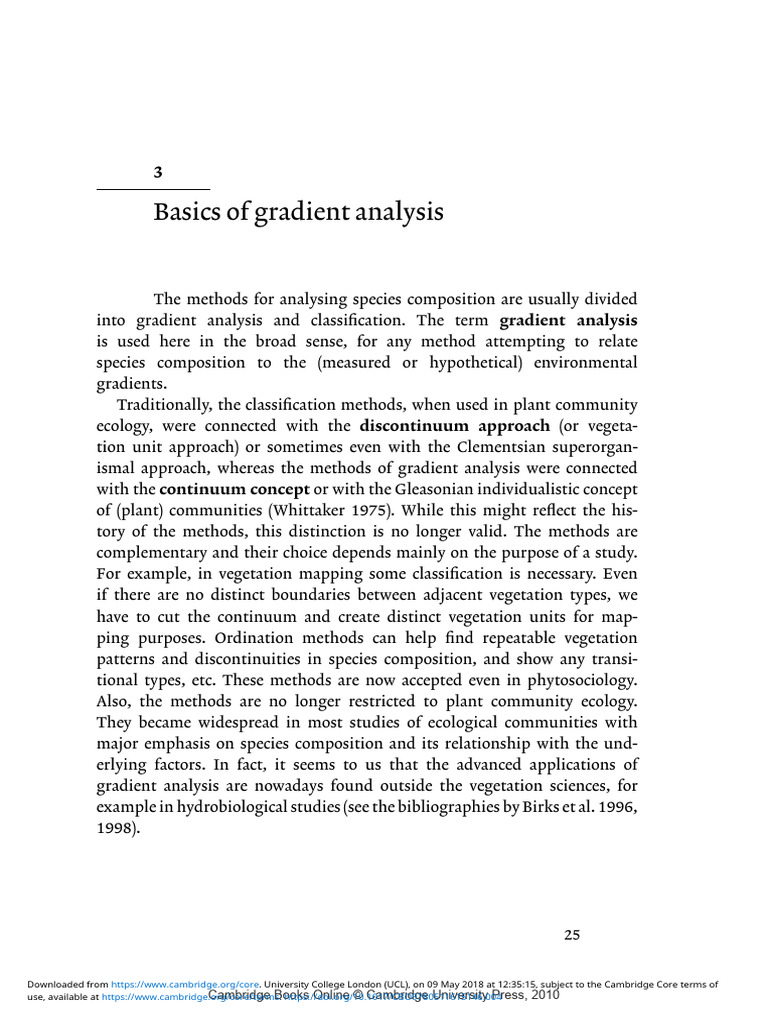 Cap3 Basics of Gradient Analysis | PDF | Regression Analysis | Linear Regression