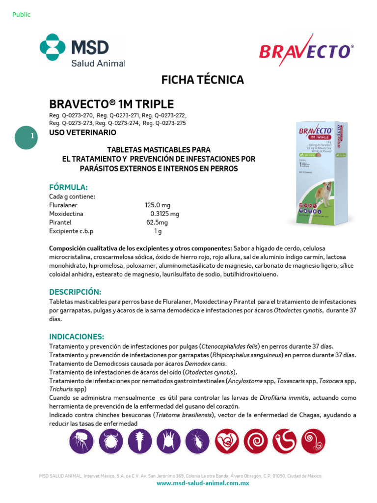 Bravecto 1M TRIPLE | PDF | Medicamentos con receta | Farmacocinética