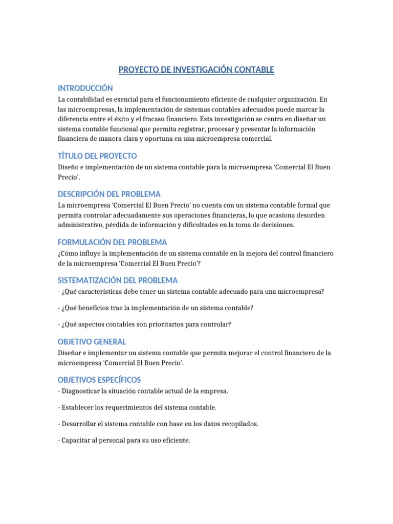 Proyecto Investigacion Contable | PDF | Contabilidad | normas internacionales de INFORMACION ...
