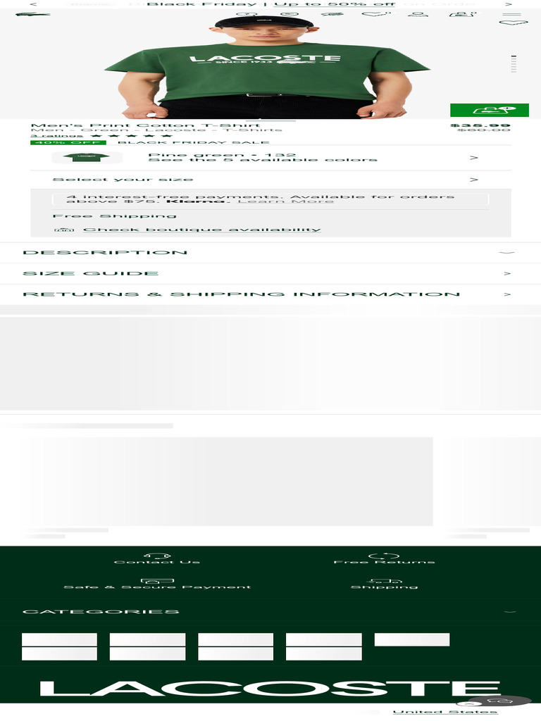 Men's Print Cotton T-Shirt - T-shirts - New In 2024 Lacoste | PDF