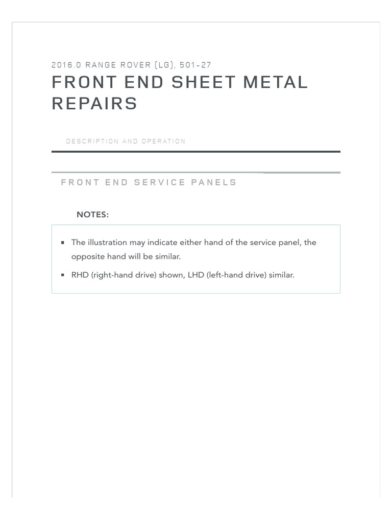 2016 Range Rover Front End Repair Guide | PDF | Rivet | Corrosion