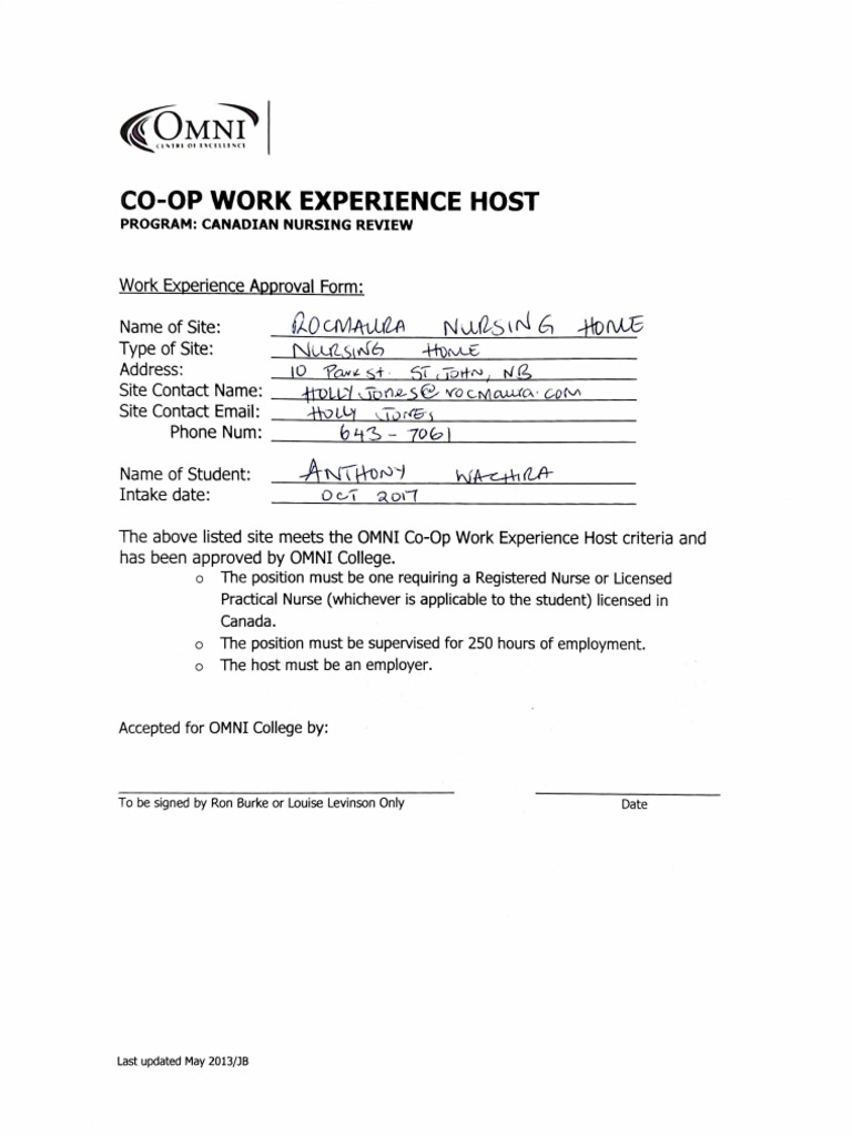 Co Op Work Experience Host | PDF